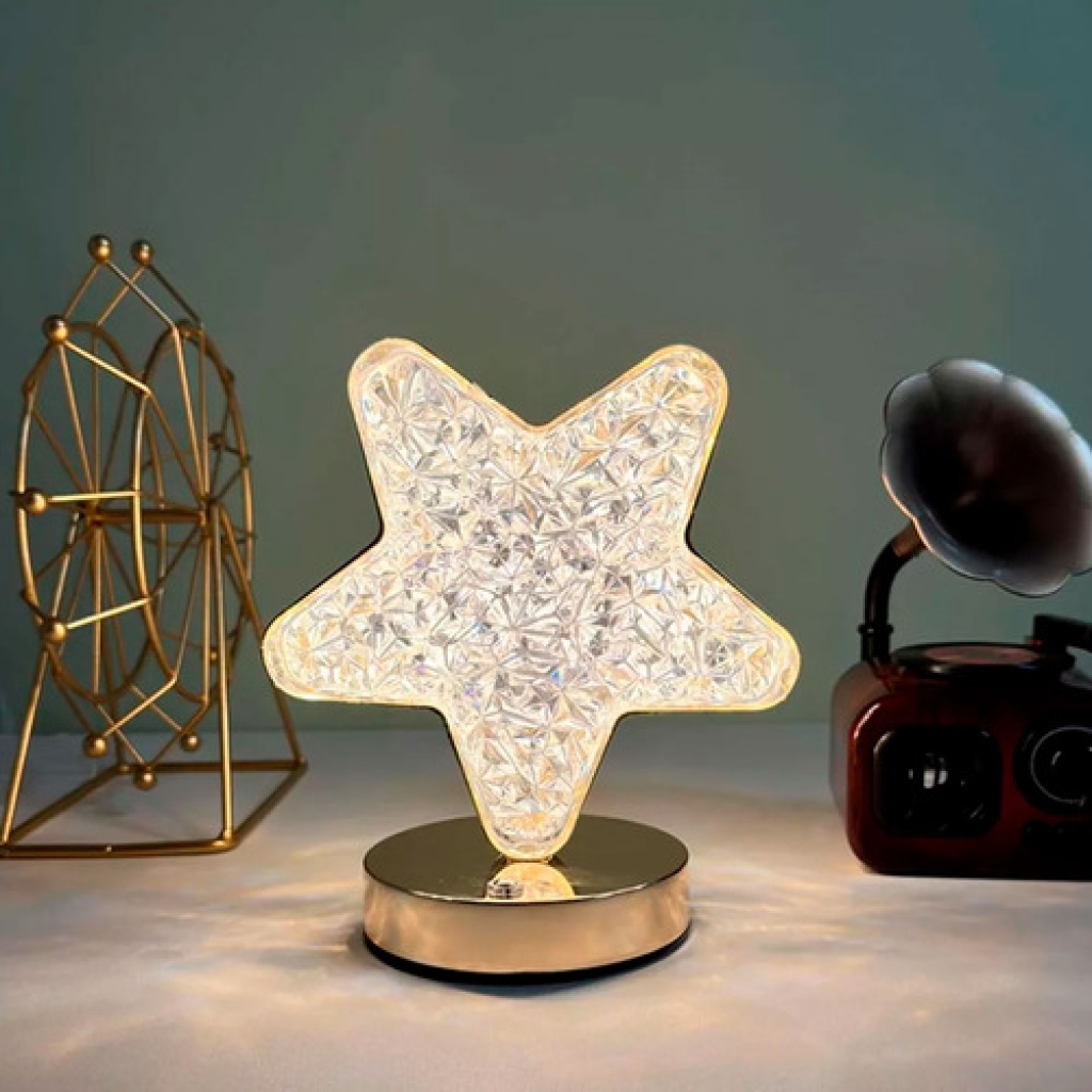 Lampara estrella luz LED de mesa cálida fría acrílica B0cbq ...