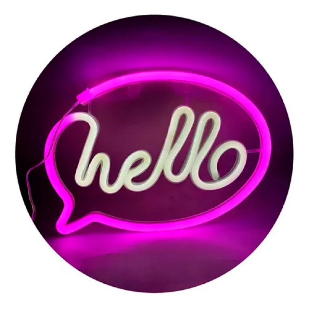 Cartel neón LED globo diálogo hello A33 - Oportunidades Vip