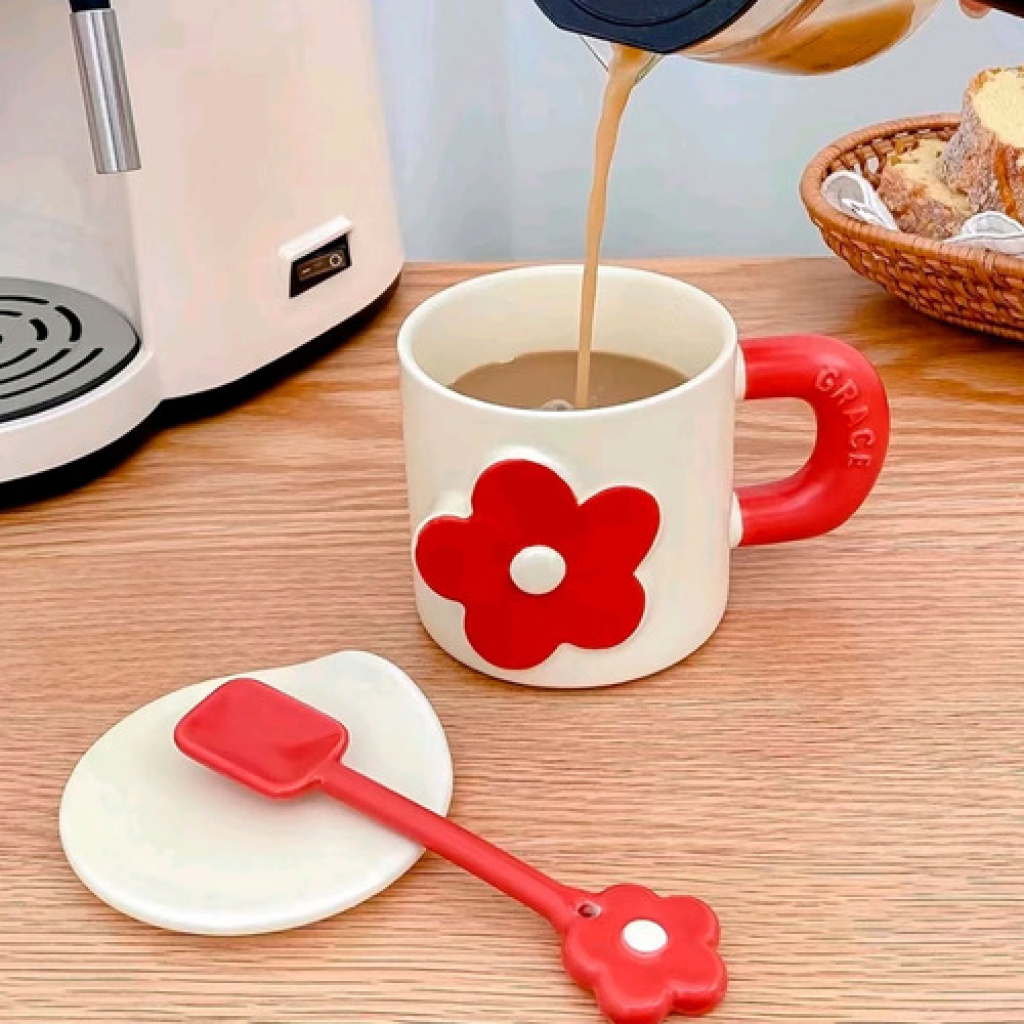 Taza cerámica flor de color Mt09374 - Oportunidades Vip