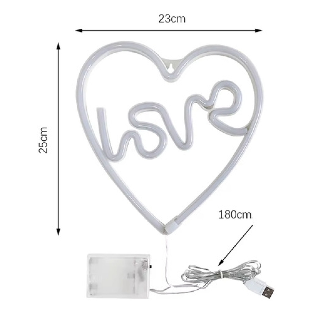Cartel neón love USB en forma de corazón - Oportunidades Vip
