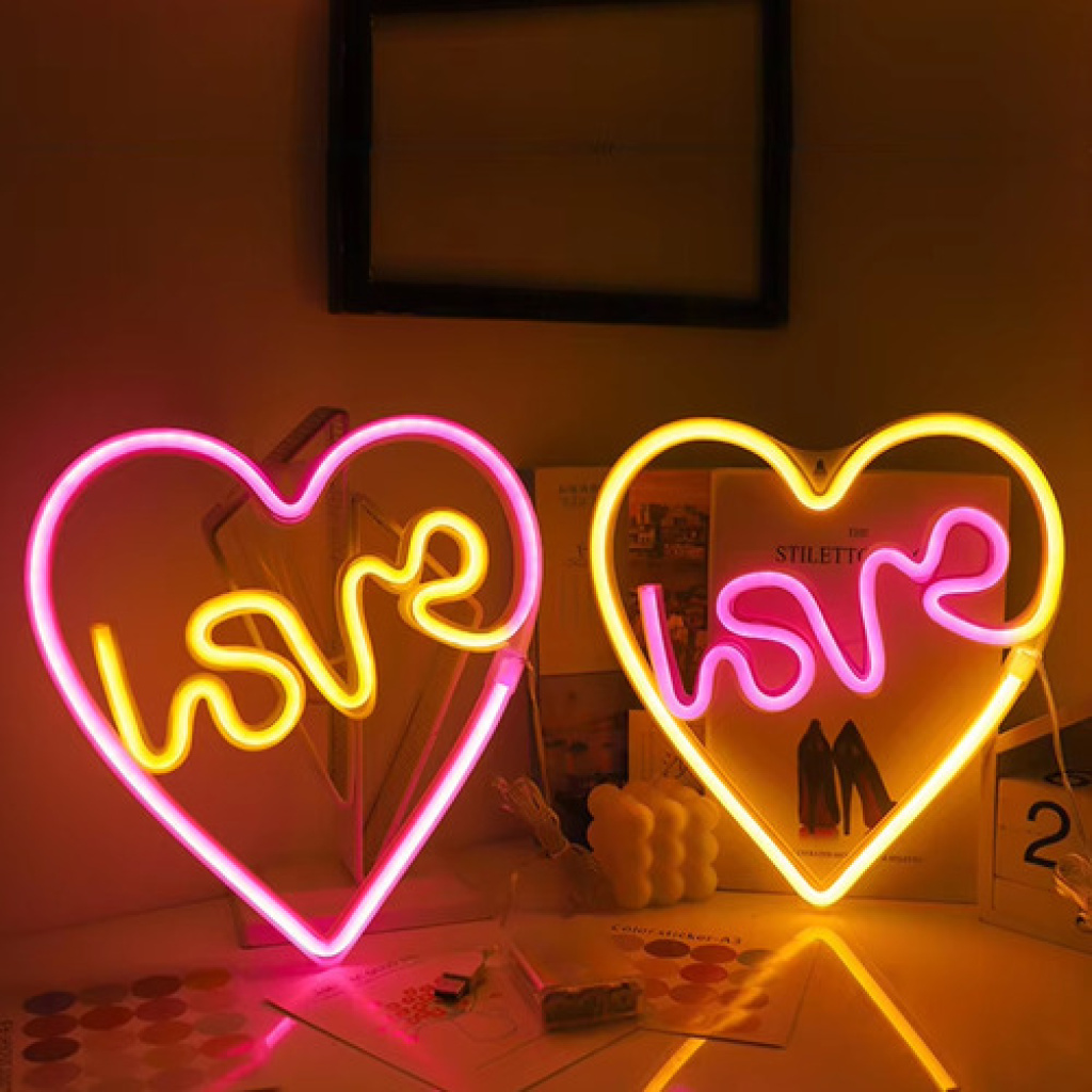 Cartel neón love USB en forma de corazón - Oportunidades Vip
