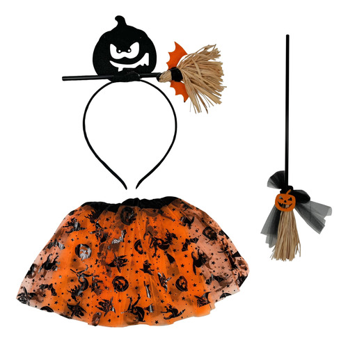 Disfraz Infantil Hallowen Noche De Brujas Tutu Varita Vincha
